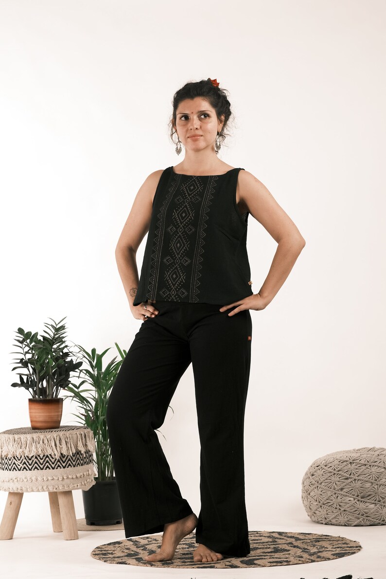 Aztec Block Print Vest Top, Organic Cotton, Handmade Using Traditional ...