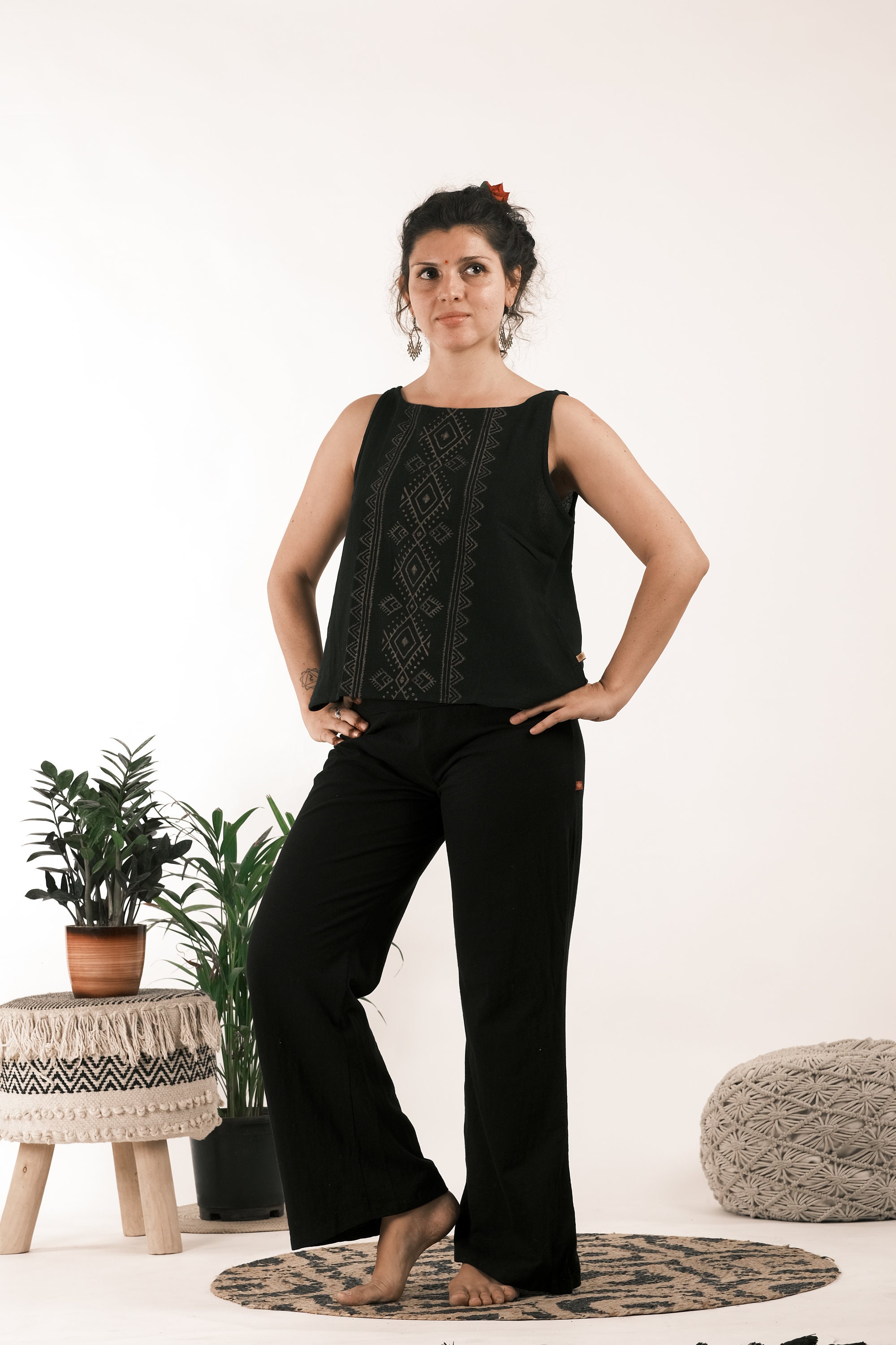 Aztec Block Print Vest Top, Organic Cotton, Handmade Using Traditional ...