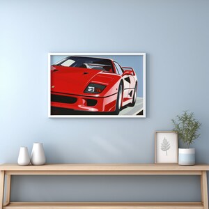 Ferrari F40 - Contemporary Art Print Digital Poster - Etsy