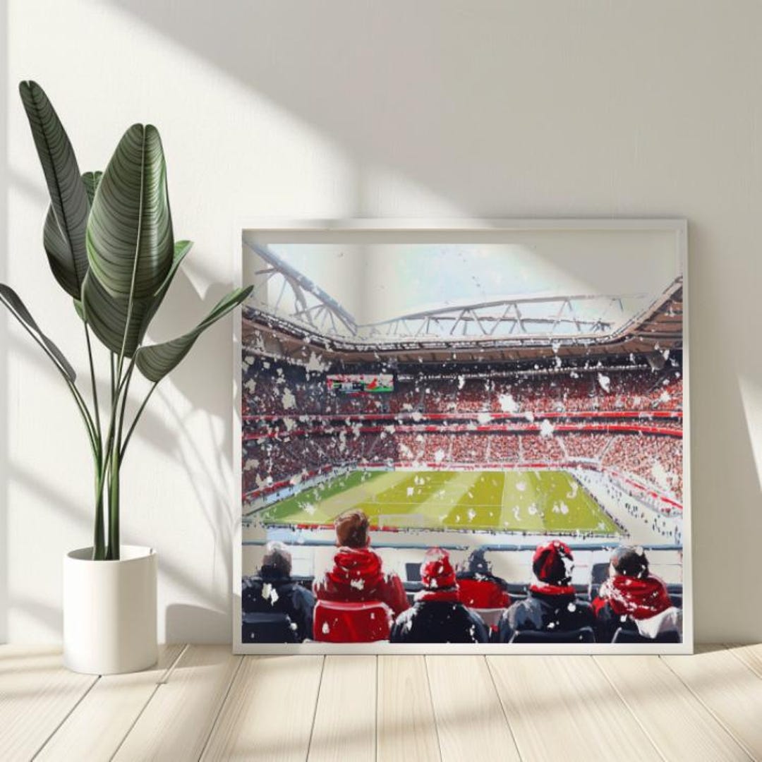 Arsenal Snow Falling - Emirates Stadium - Contemporary Art Print Poster ...