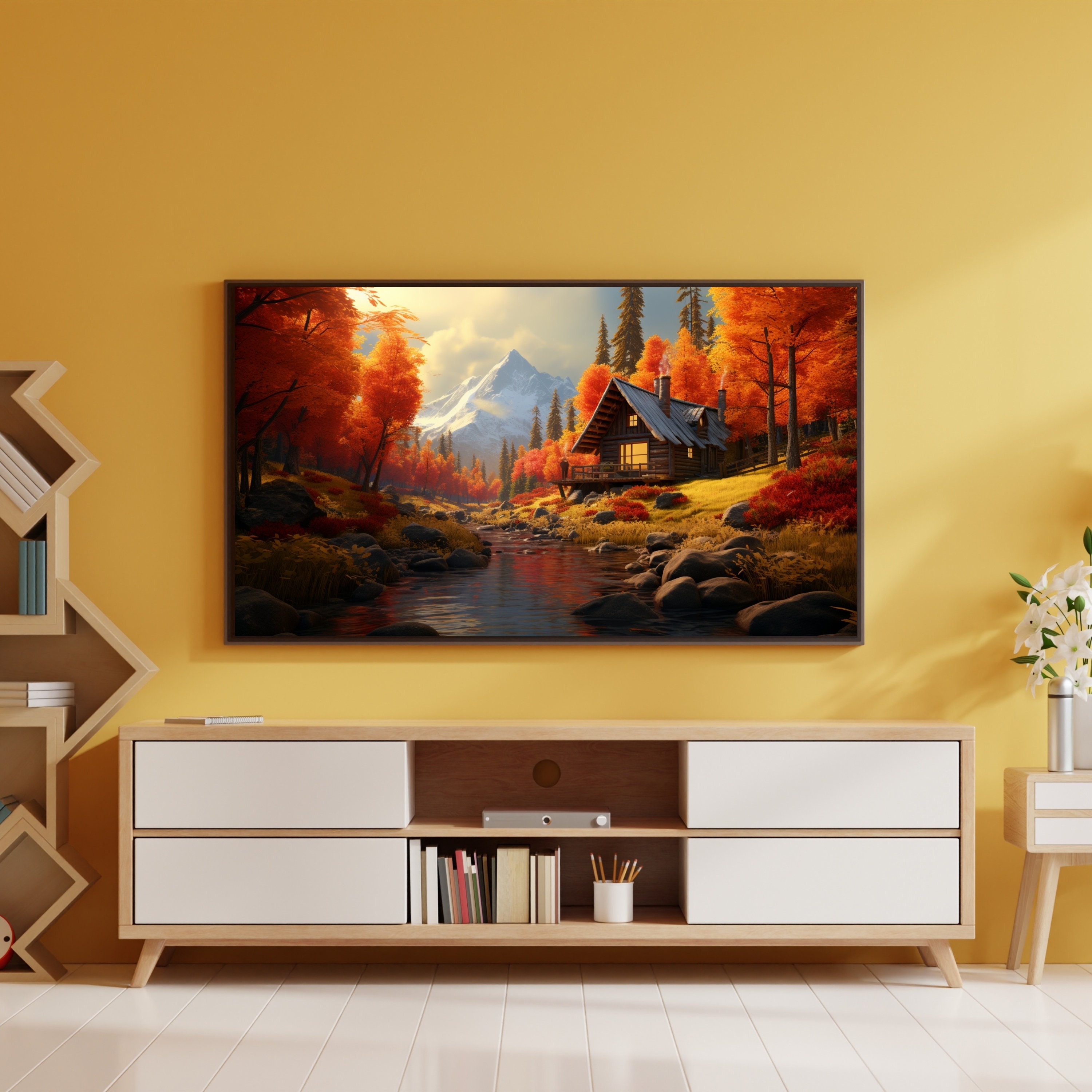 Fall Frame TV Art Vintage Autumn Landscape Oil Painting Art DIGITAL ...
