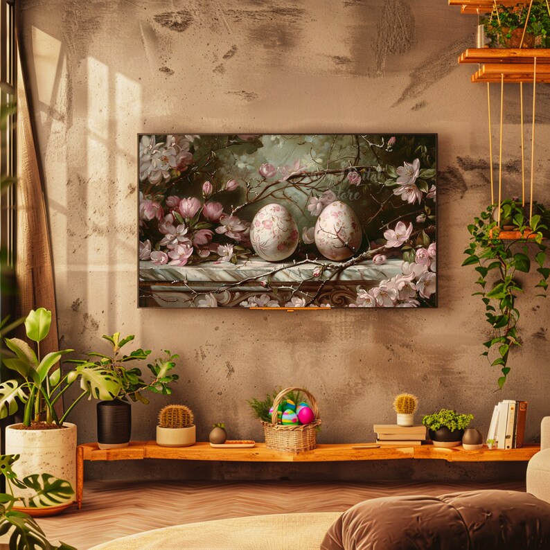 Easter Eggs Samsung Frame TV Art, Wildflower Field Easter TV Art Frame ...
