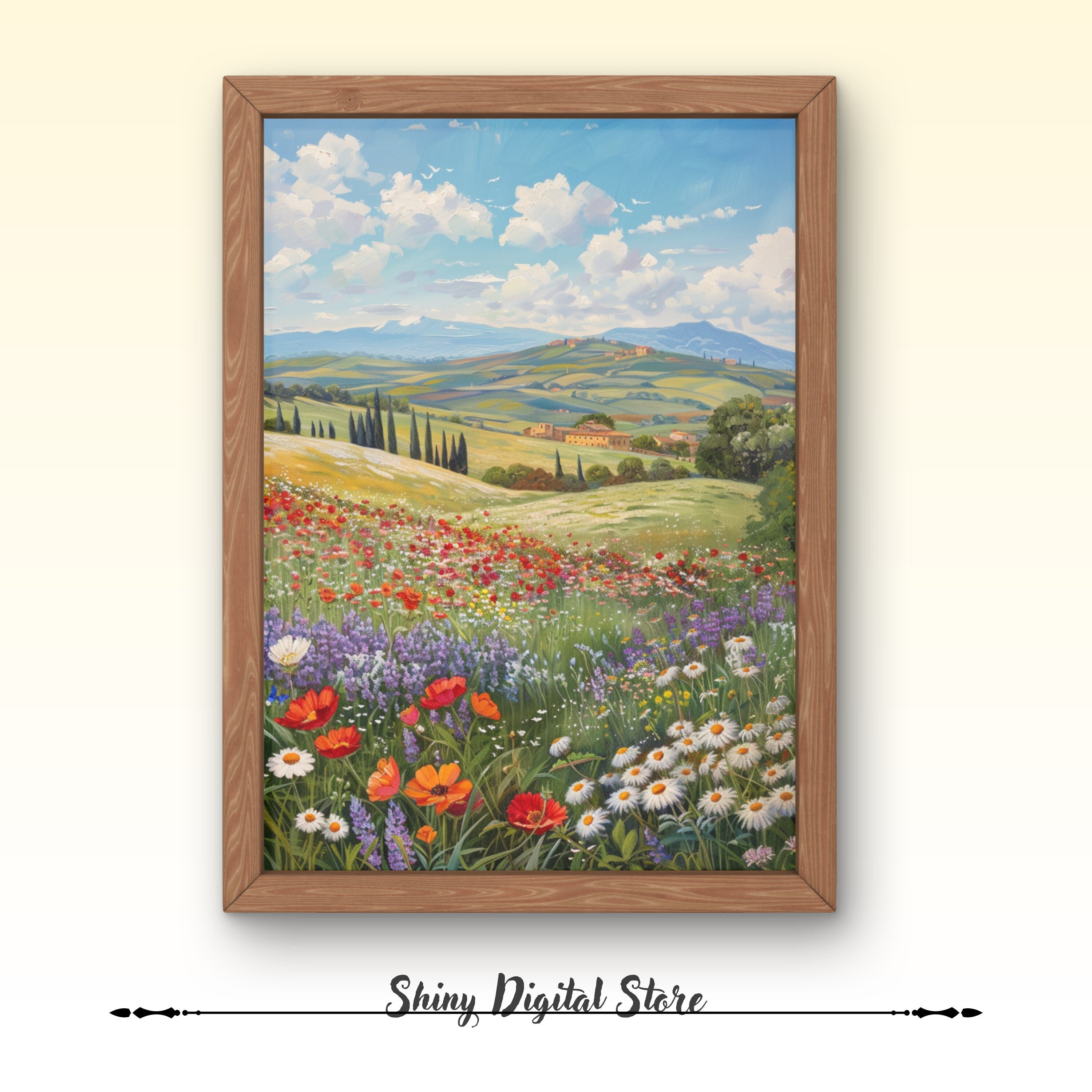 Spring Printable Wildflower Field Landscape Painting, Summer Print ...