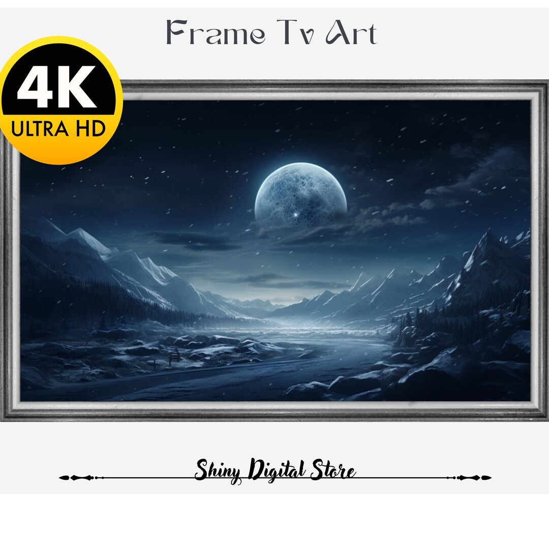 Vintage Winter Landscape, Frame TV Art, Mountain Christmas, Snowy Oil Painting, Holiday Decor ...