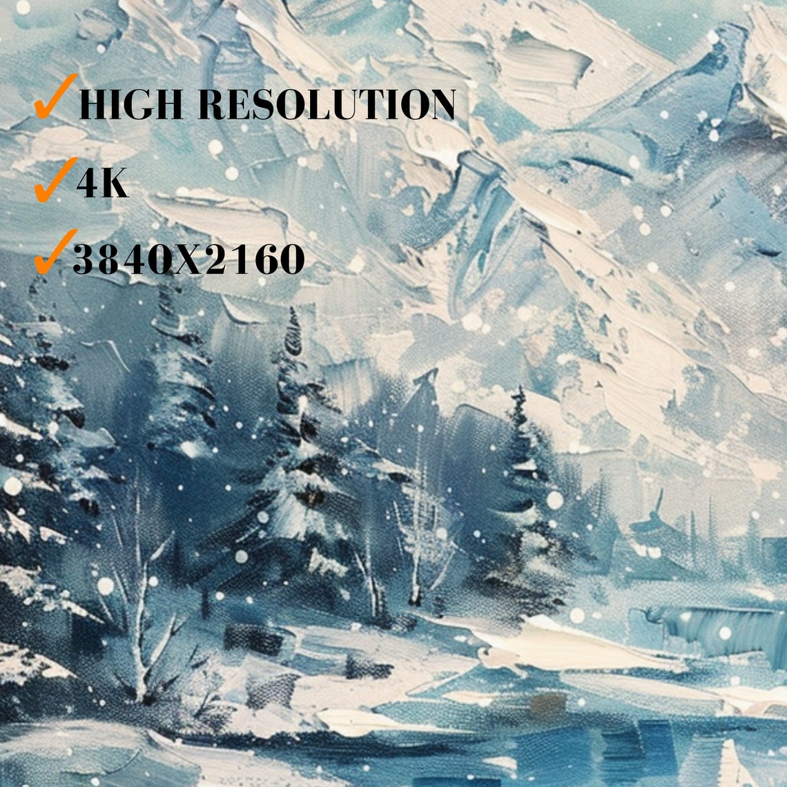 Winter Picture Frame Vintage Winter Snow Landscape Digital Download ...