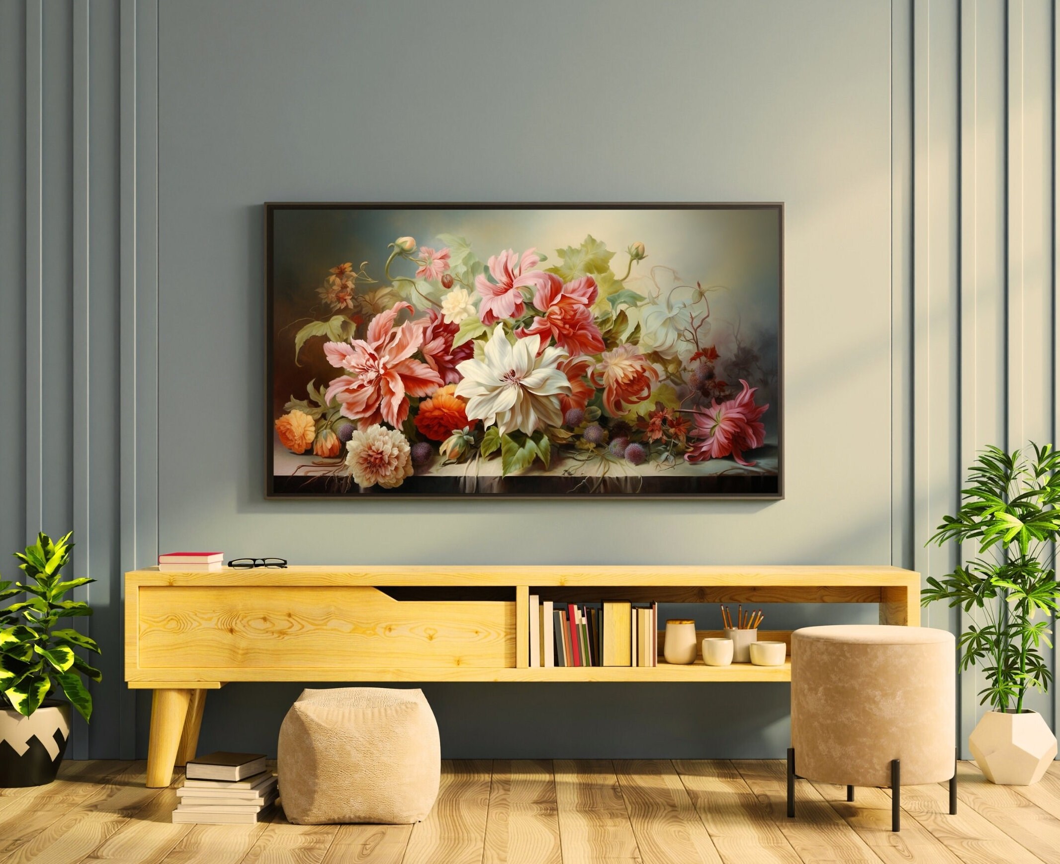 Spring Floral Frame TV Art Retro Blossom Digital Wall Art Ideal for ...