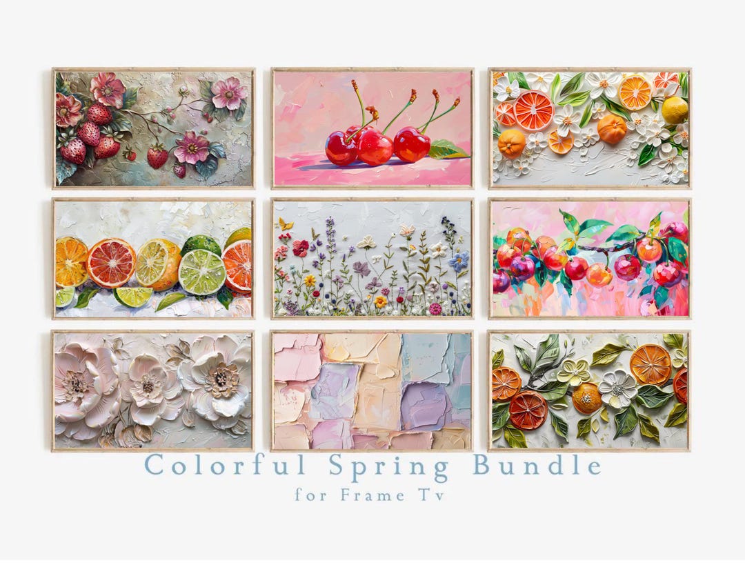 Frame TV Colorful Spring Art Set of 9 Textured Art for Frame TV Digital ...