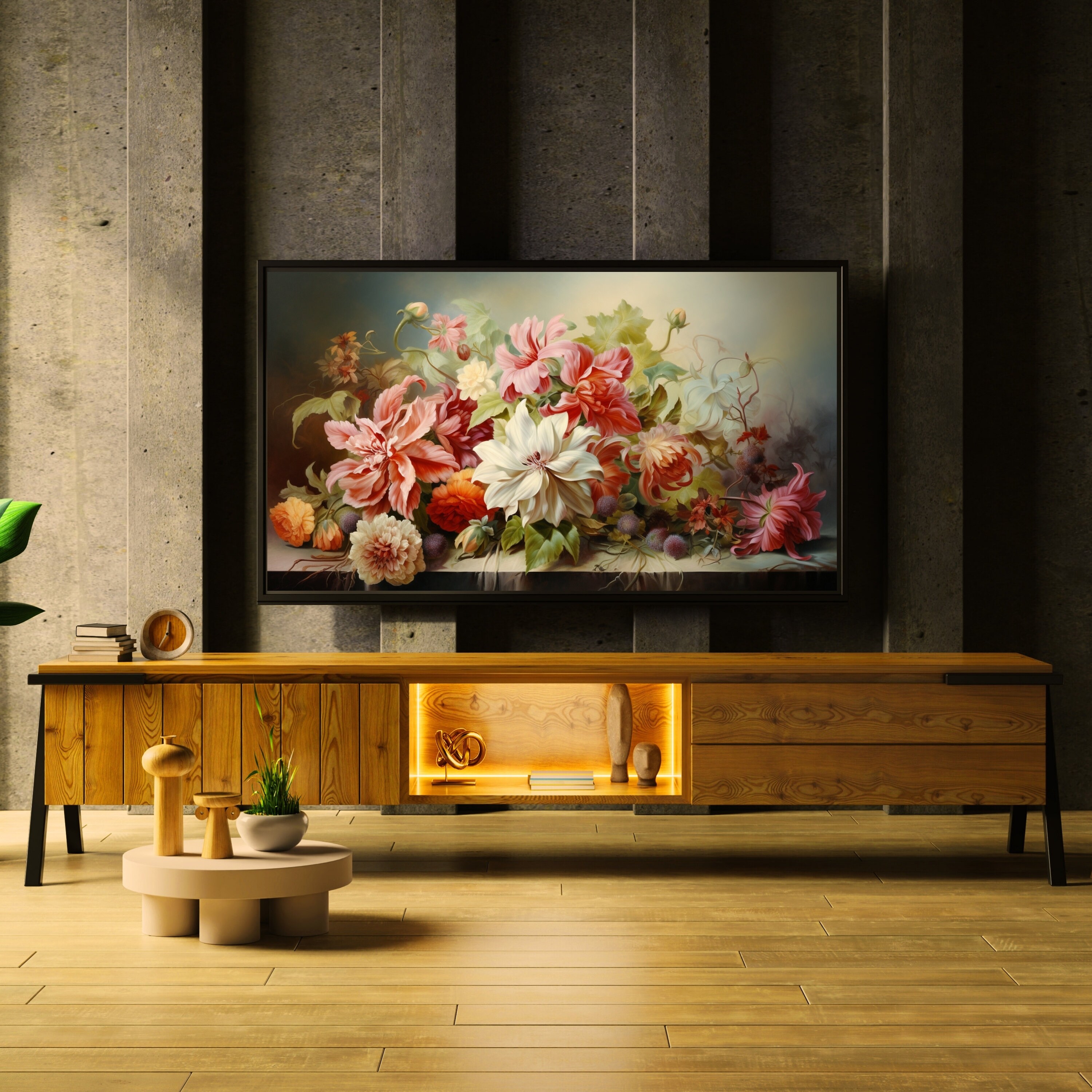 Spring Floral Frame TV Art Retro Blossom Digital Wall Art Ideal for ...