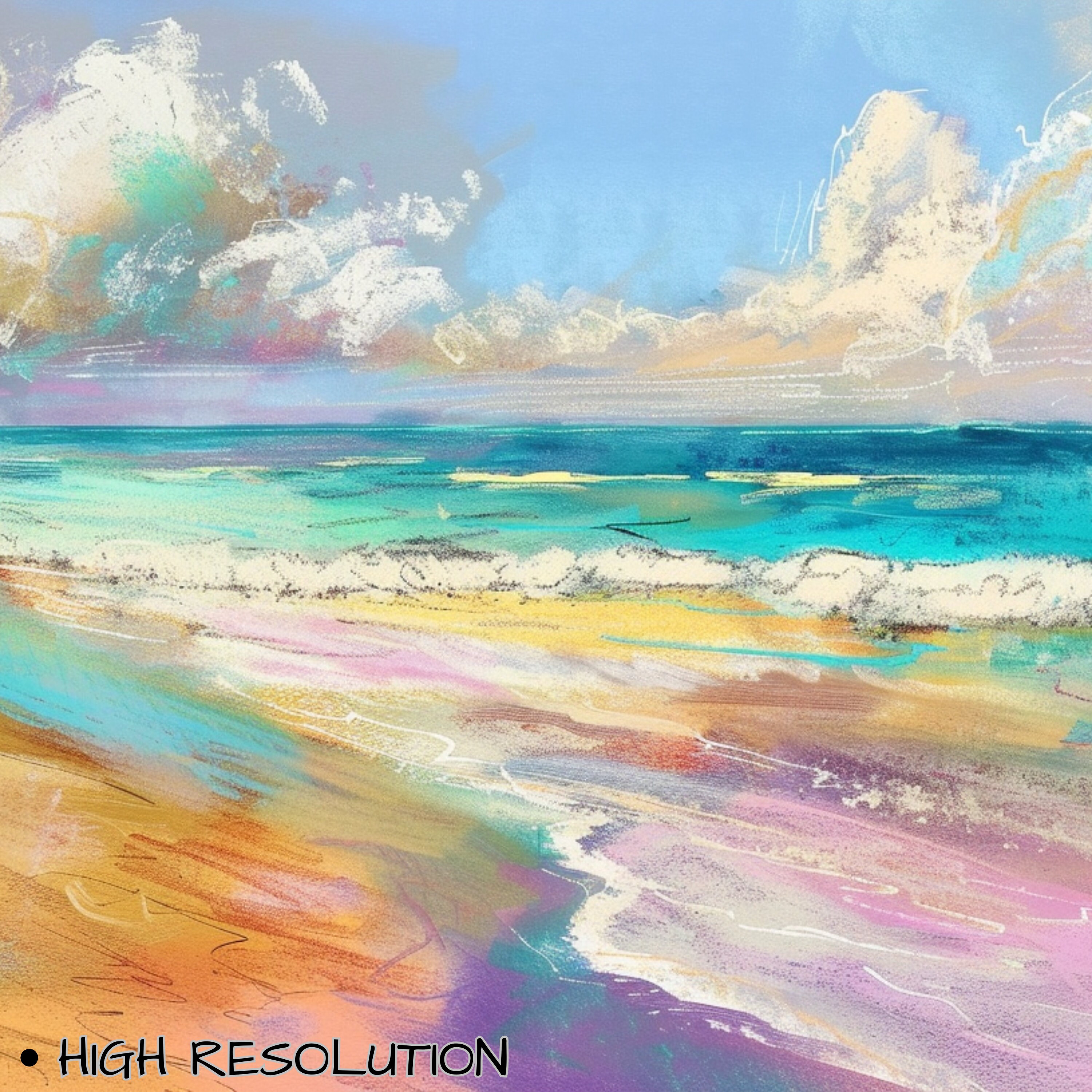 Frame TV Summer Art Colorful Beach Seascape Instant Digital Download ...