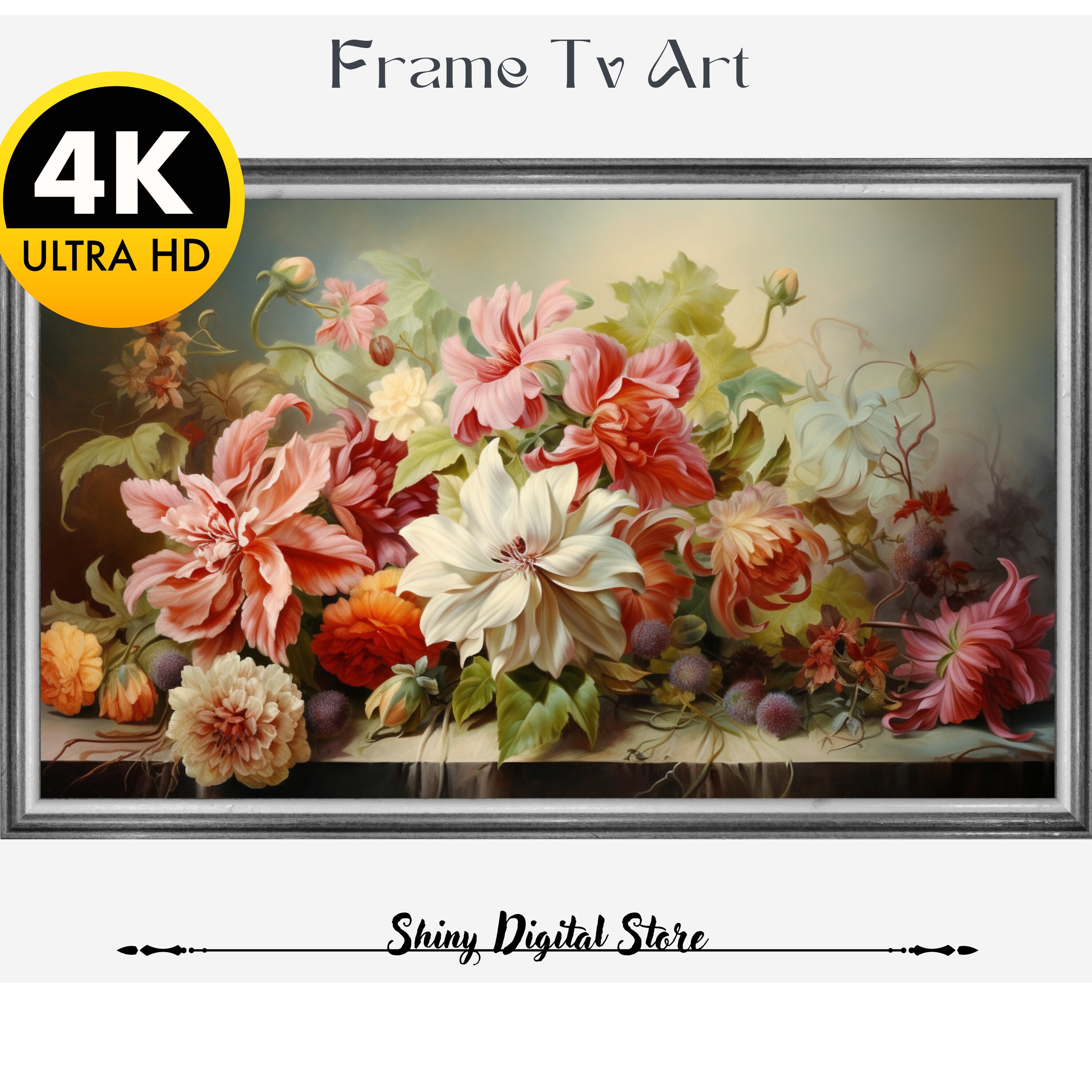Spring Floral Frame TV Art Retro Blossom Digital Wall Art Ideal for ...