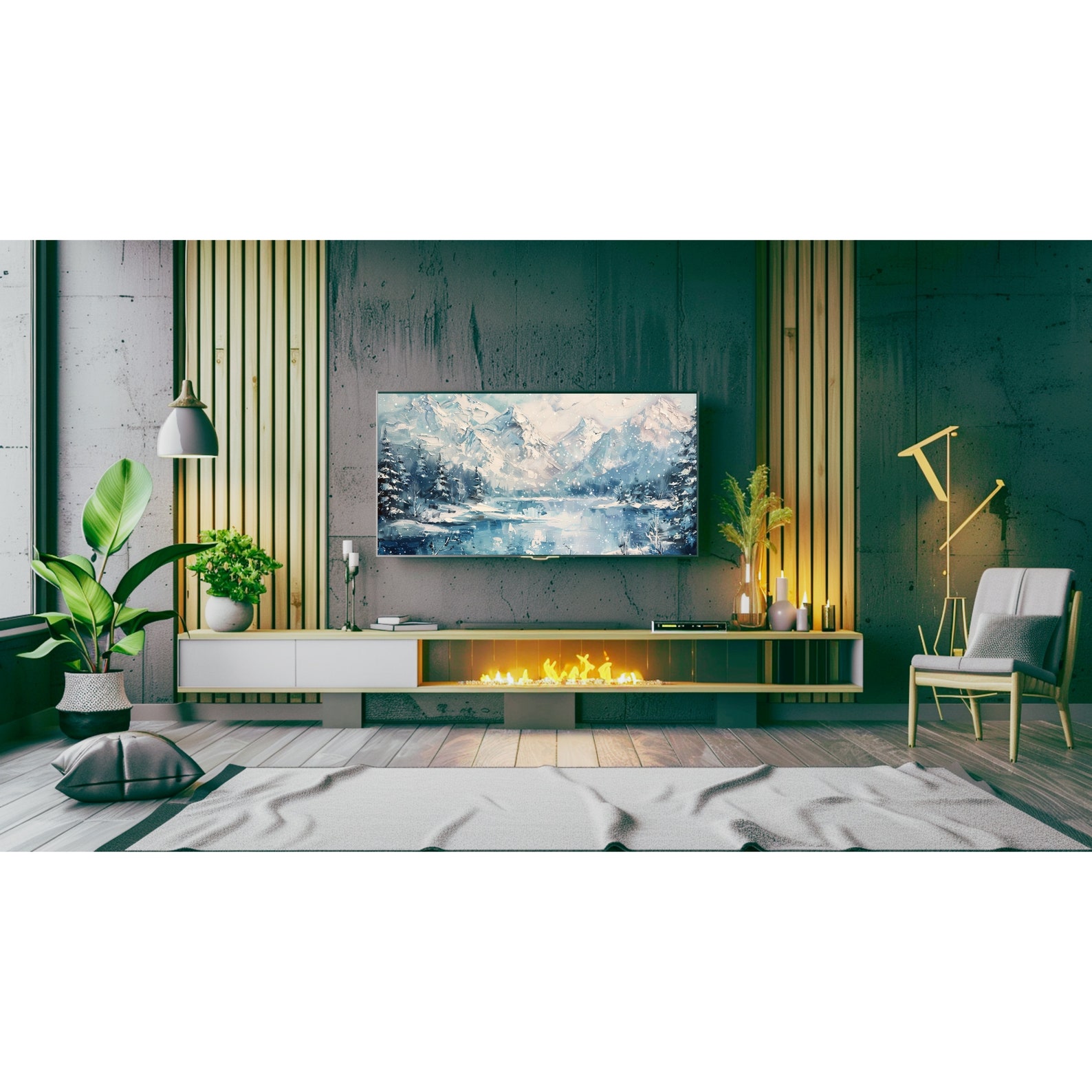 Winter Picture Frame Vintage Winter Snow Landscape Digital Download ...