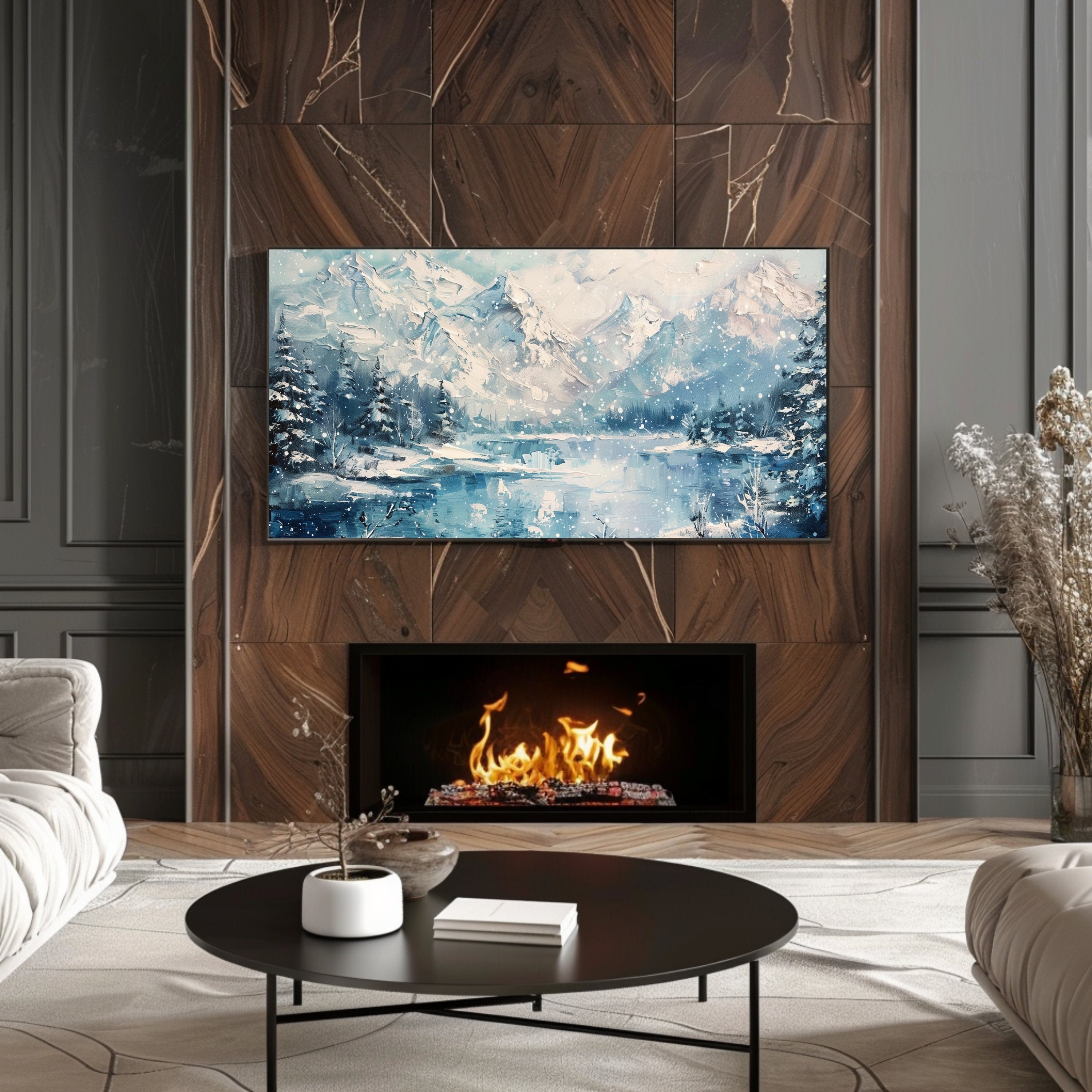 Winter Picture Frame Vintage Winter Snow Landscape Digital Download ...