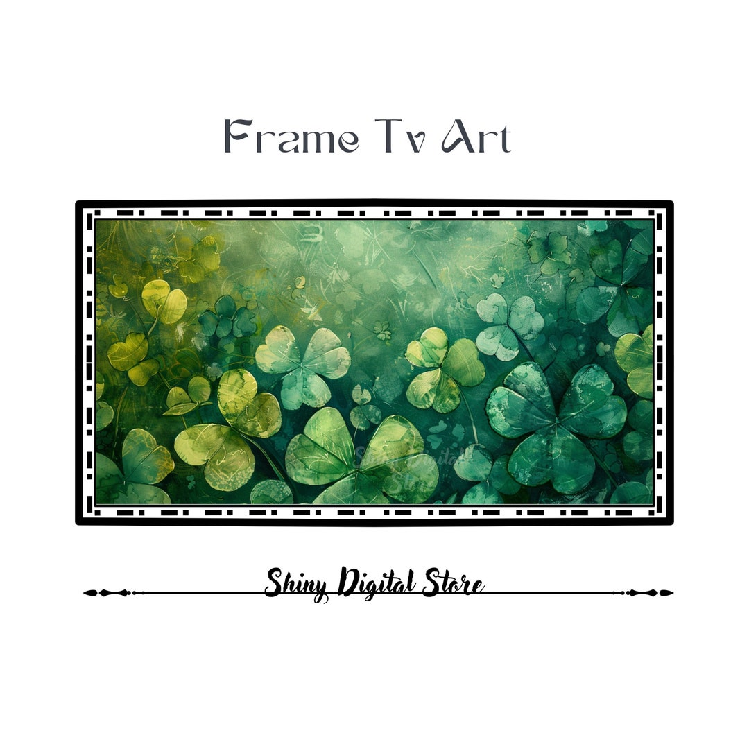 St Patricks Frame St. Patrick's Day Green Abstract Four Leaf Clovers ...