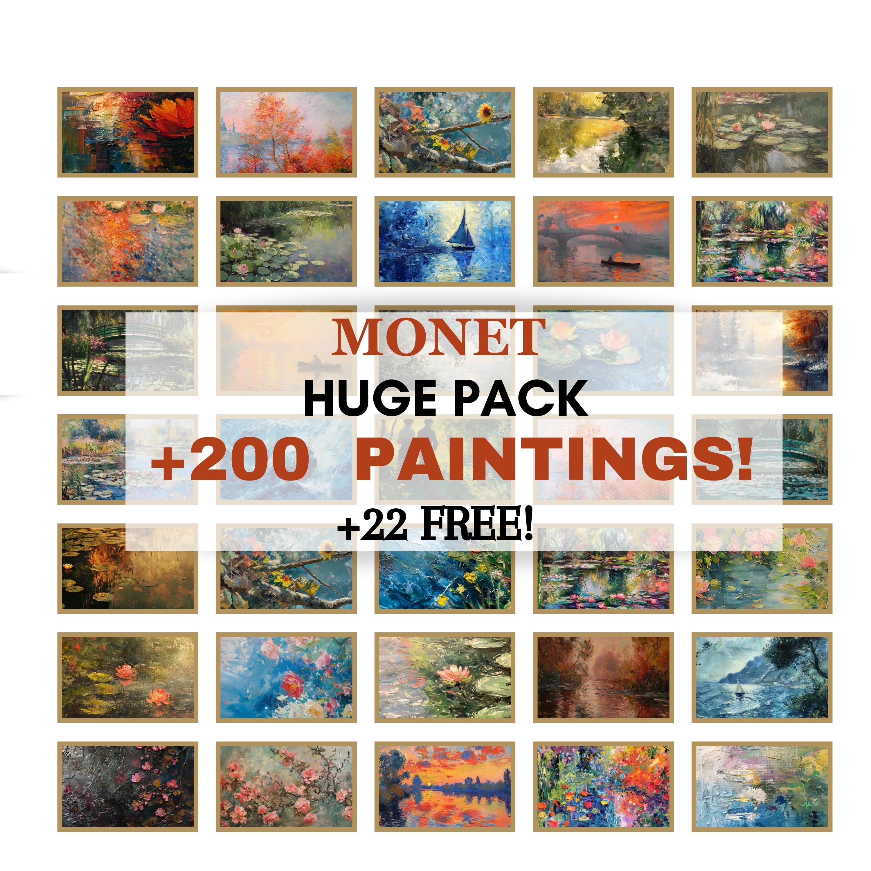 Picture Frame Bundles, Monet Art Collection 200 Digital Paintings ...