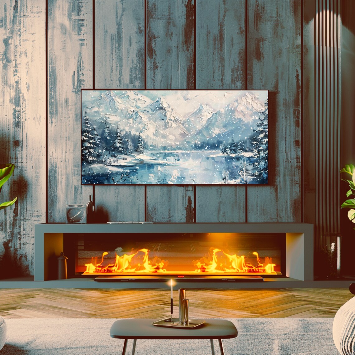 Winter Picture Frame Vintage Winter Snow Landscape Digital Download ...