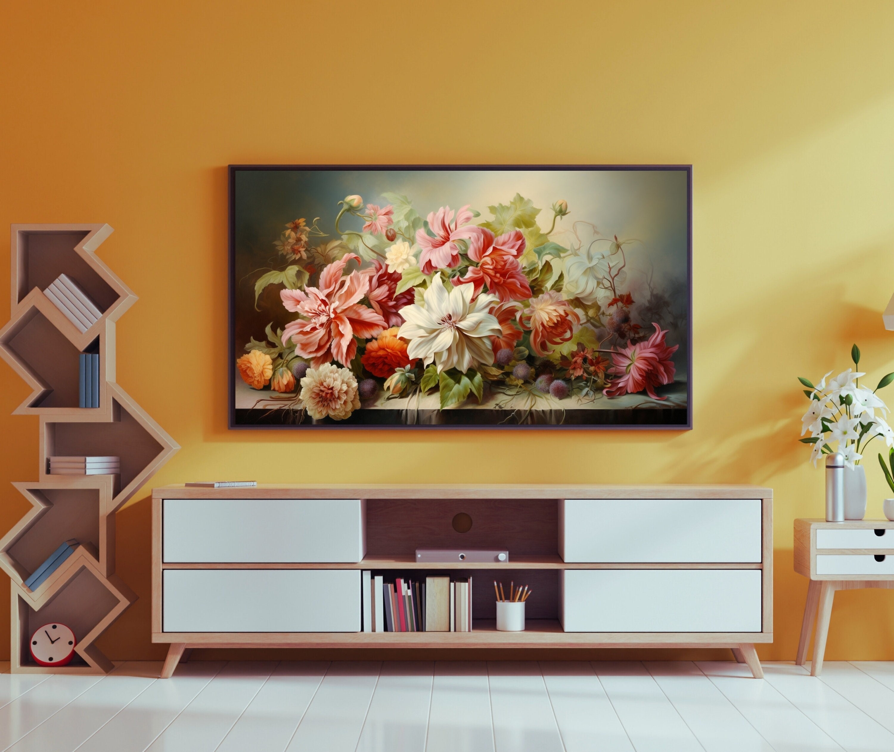 Spring Floral Frame TV Art Retro Blossom Digital Wall Art Ideal for ...