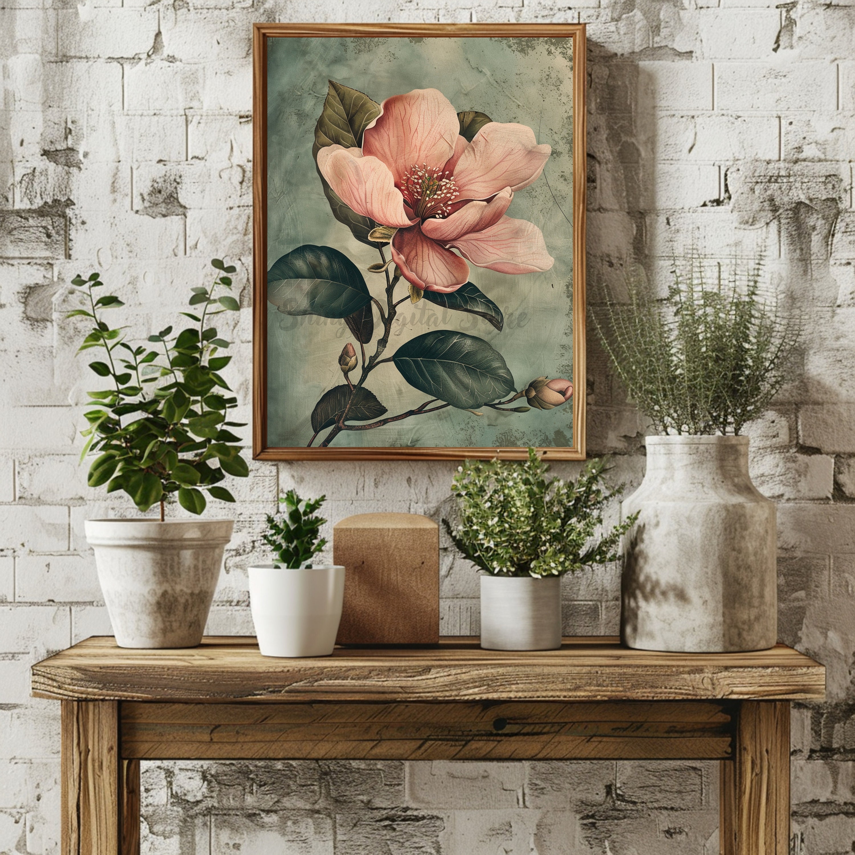 Floral Wall Painting Vintage Flower Lump Pressed Flower Fram Beautiful ...