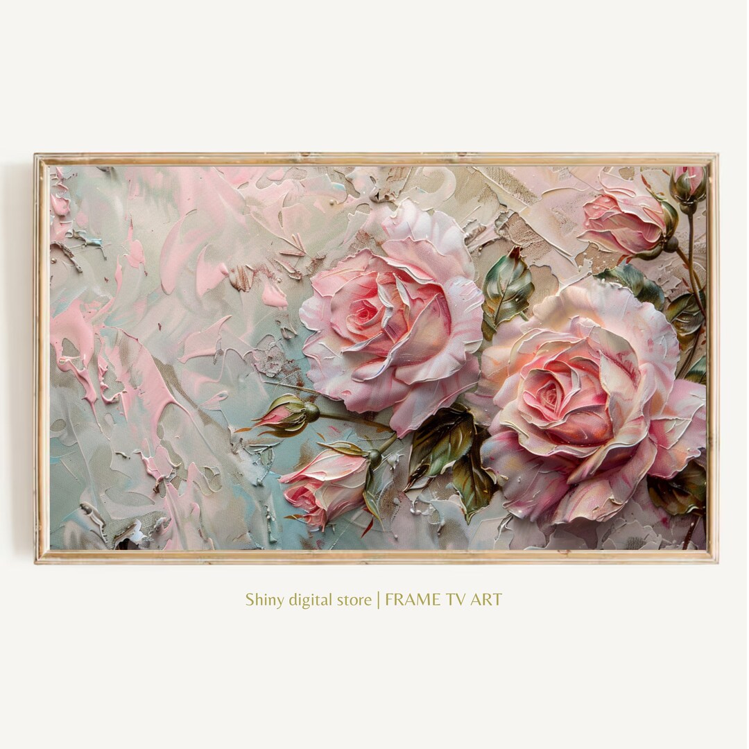 Spring Frame TV Background: Rose Gold Frame TV Art, Pink Abstract ...