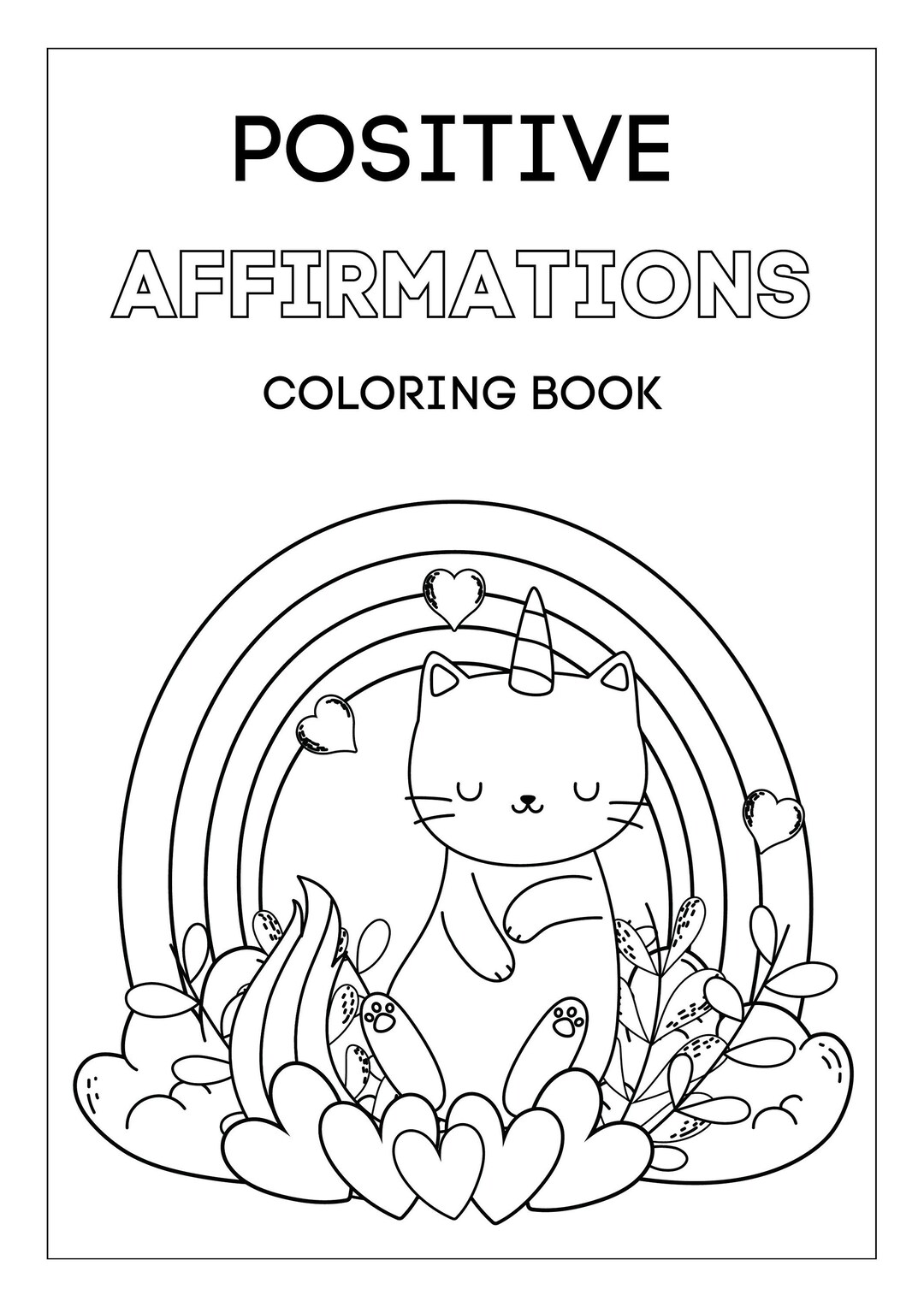 Cat Unicorn Positive Affirmation Coloring Book-20 Pages - Etsy