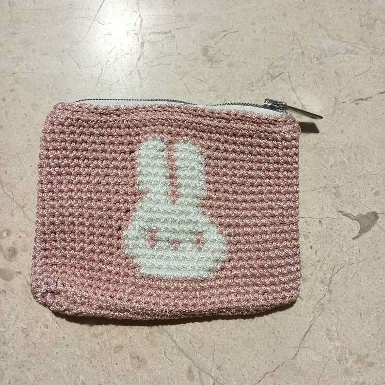 Crochet Miffy Pouch, Handmade Mini Makeup Bag, Coin Purse, Crochet ...