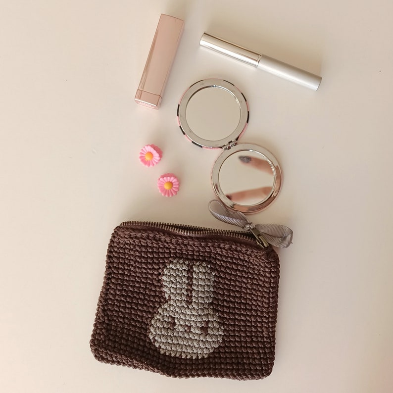 Crochet Miffy Pouch, Handmade Mini Makeup Bag, Coin Purse, Crochet ...