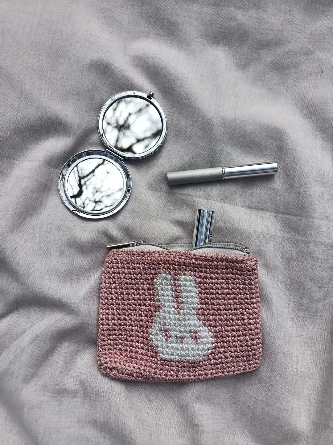 Crochet Miffy Pouch, Handmade Mini Makeup Bag, Coin Purse, Crochet ...