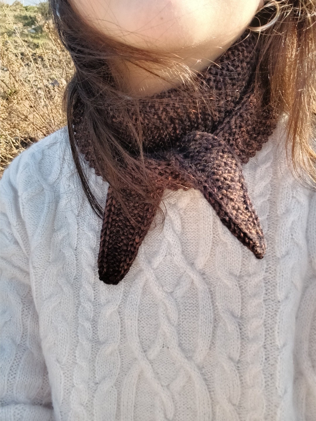 Small Handknit Scarf, Wool Neck Wrap, Mini Scarf, Small Shawl, Petite ...