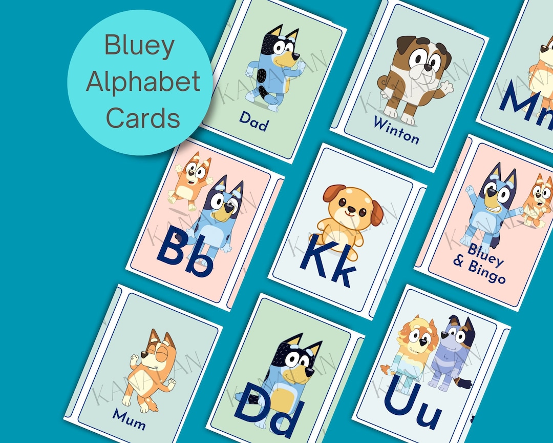 Bluey Alphabet Cards. A-Z With All Your Favourite Characters - Etsy ...