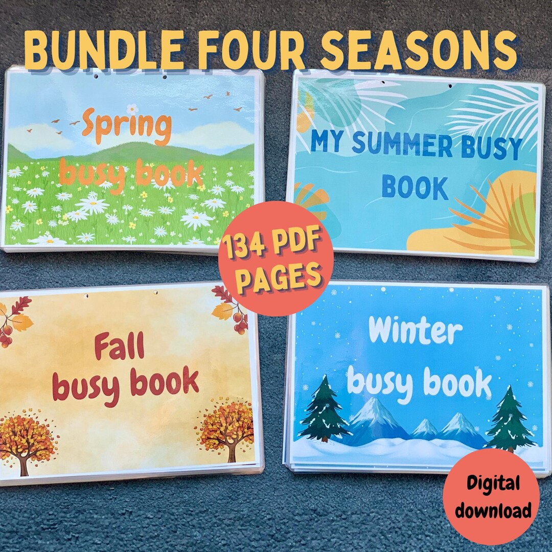 4 Seasons Bundle Busy Book Printable. Winter, Spring, Summer, Fall ...