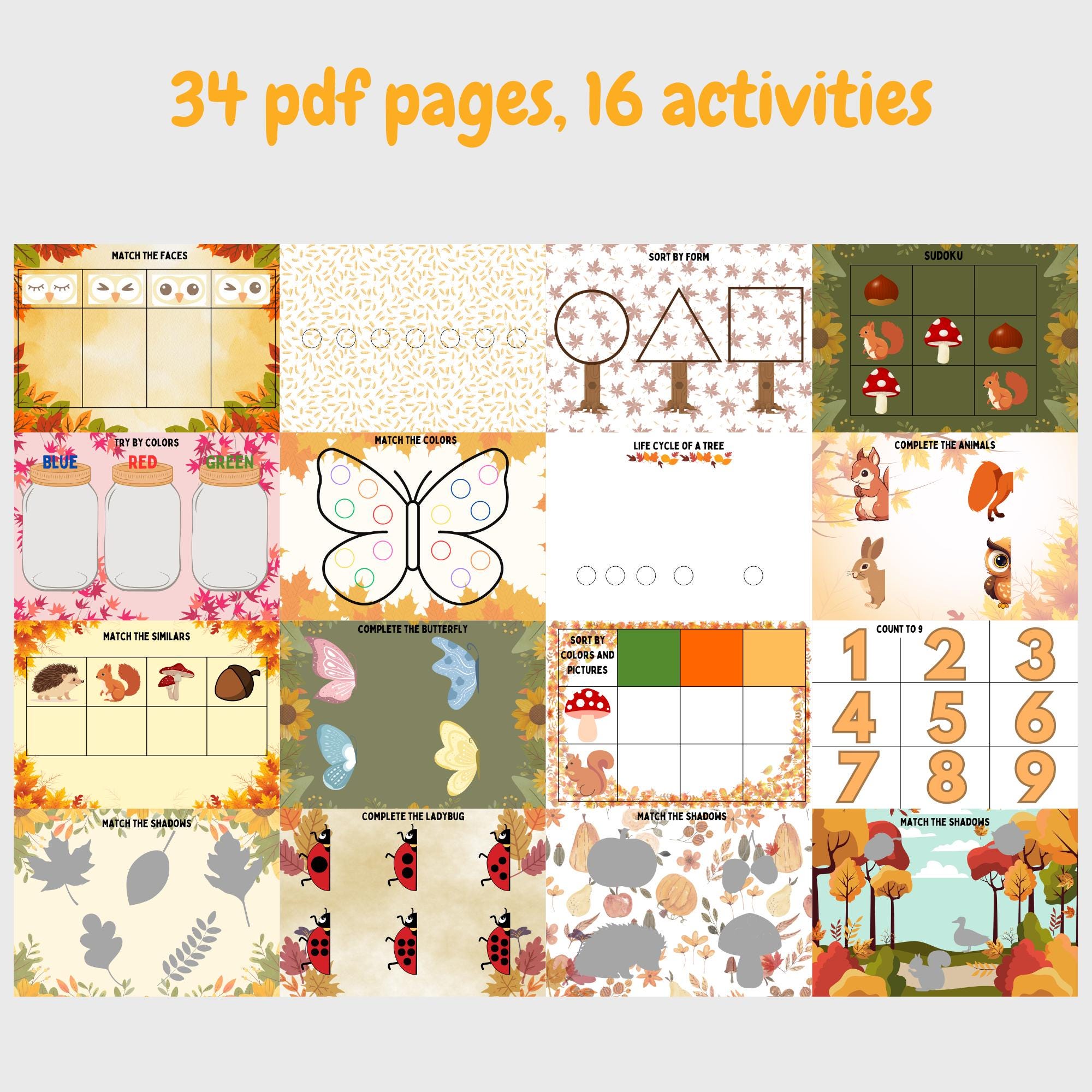 Fall Busy Book Printable. Toddler Learning Binder. Preschool Montessori ...