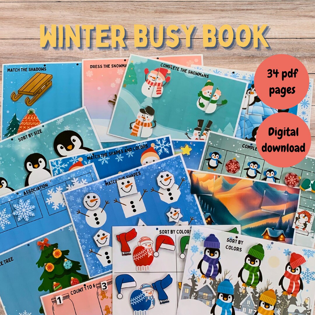 Winter Busy Book Printable. Toddler Learning Activities. Preschool ...