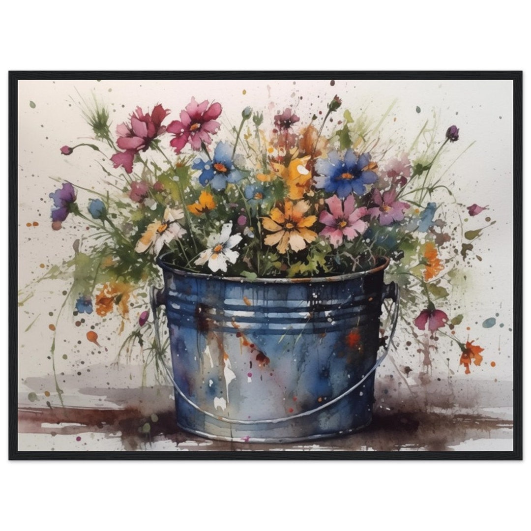 Colourful Wild Flowers Bucket Poster, Flower Poster Print, Floral Wall ...