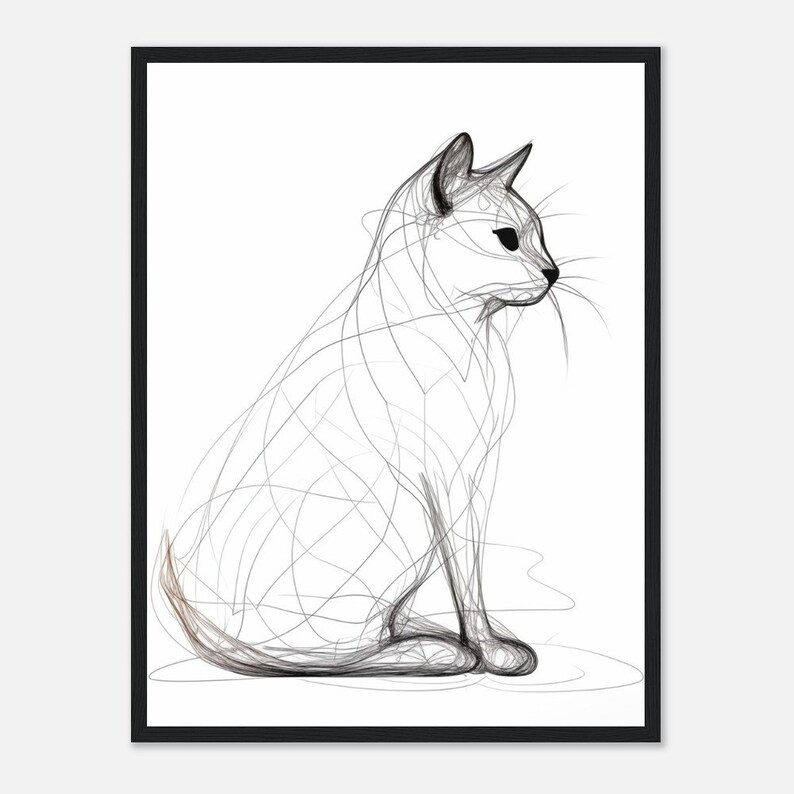 Line Art Cat, Cat Art, Simplistic Art, Cat Lover, Cat Gift, Animal Art ...