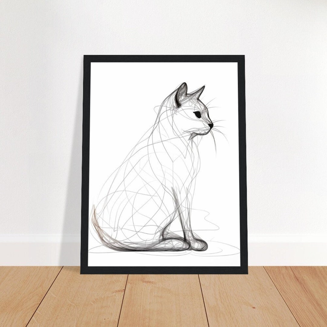Line Art Cat, Cat Art, Simplistic Art, Cat Lover, Cat Gift, Animal Art ...