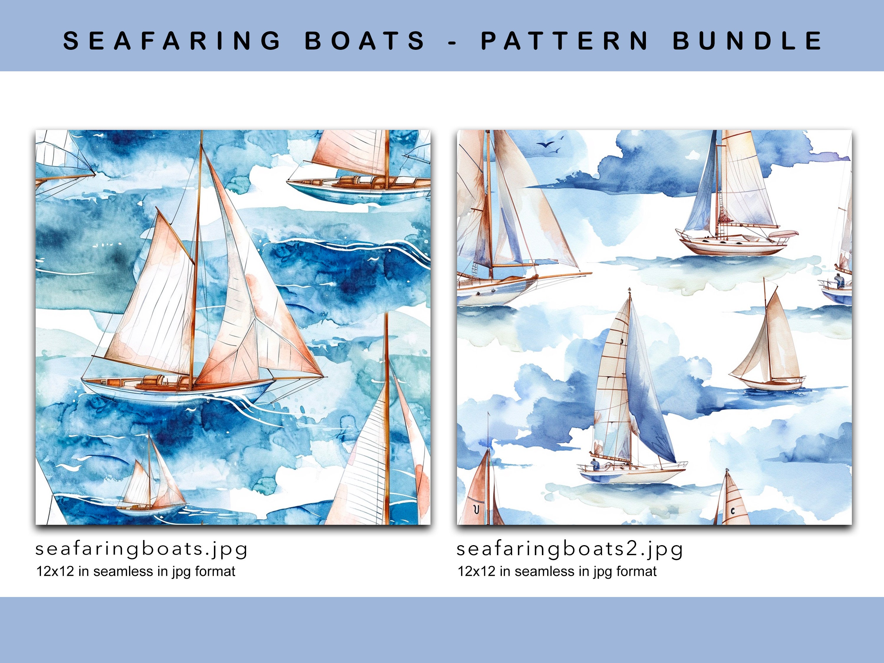 SEAFARING BOATS, Seamless Repeat Pattern, Boats Background, Printable ...