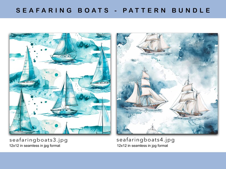 SEAFARING BOATS, Seamless Repeat Pattern, Boats Background, Printable ...