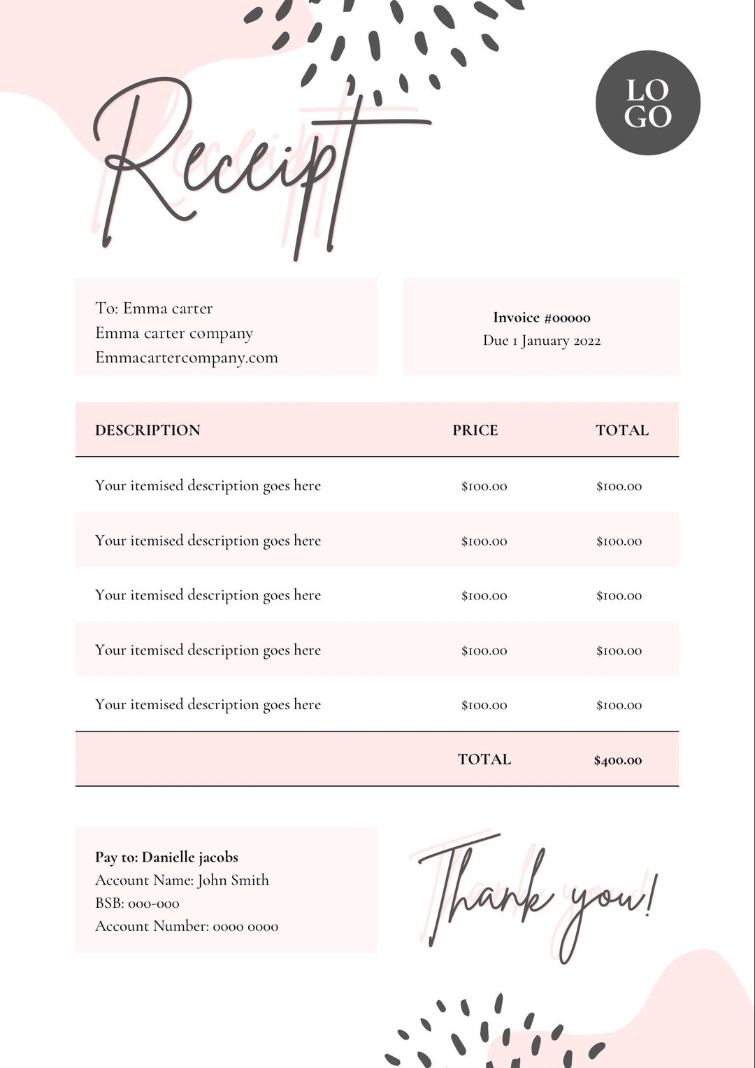 Receipt Template - Etsy