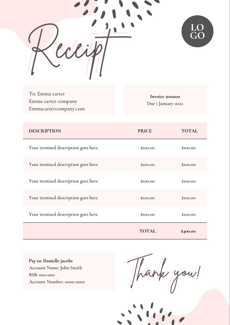 Receipt Template - Etsy