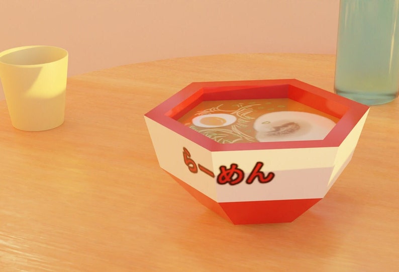 DIY Ramen Bowl Papercraft Template | 3D Low Poly Decor (digital ...