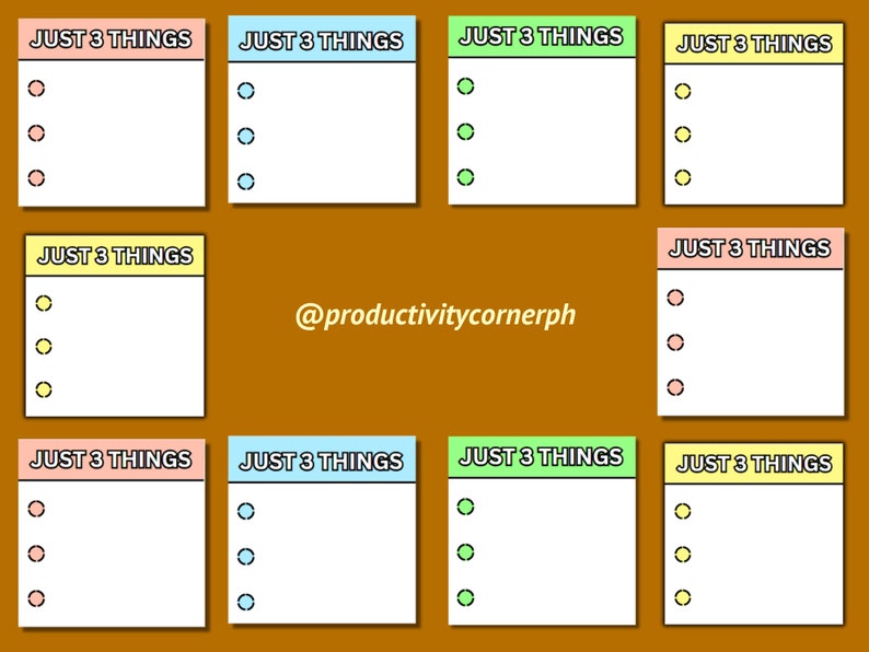 Minimalist Pastel Just 3 Things to Do List Notepad Printables (4 Colors ...