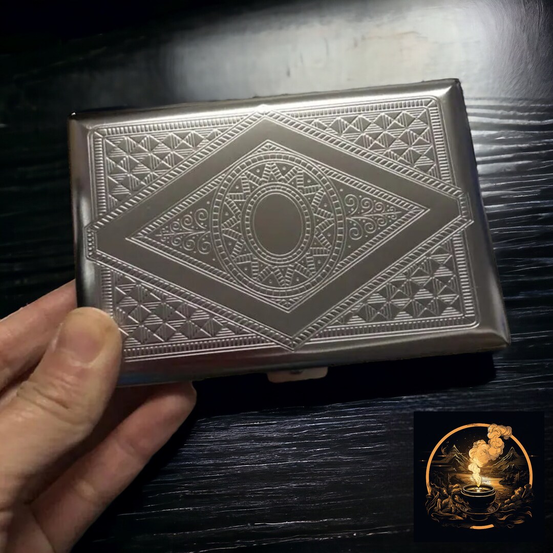 Engraved Cigarette Case, Handmade Cigarette Case, Vintage Style, Metal ...