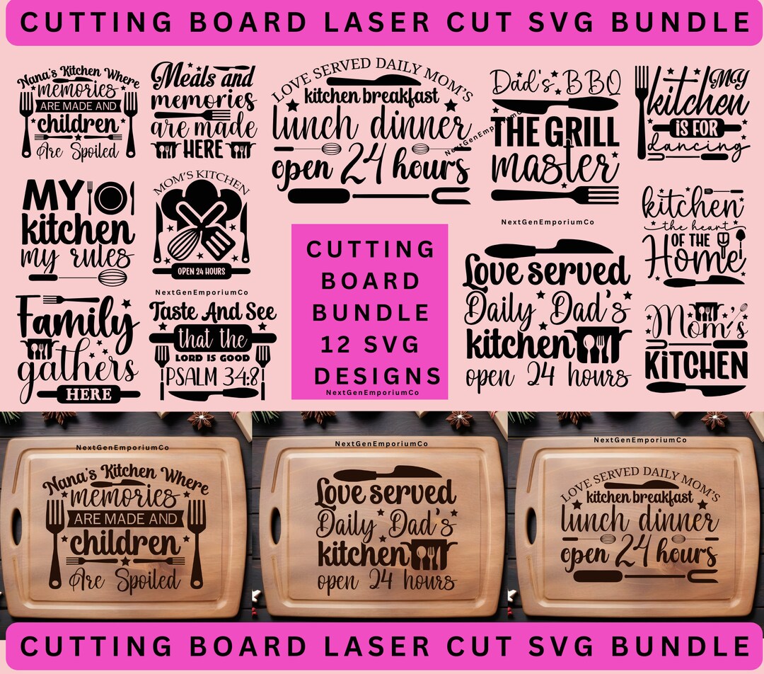 Cutting Board SVG Bundlecutting Board Svg Bundlelaser Cut Files ...