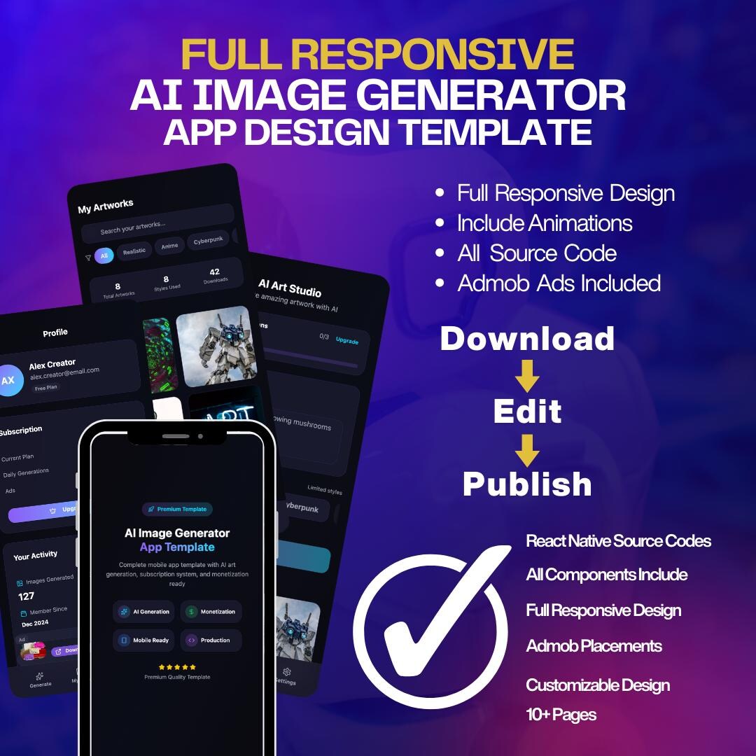AI Image Generator App Template – React Native | Responsive Design ...