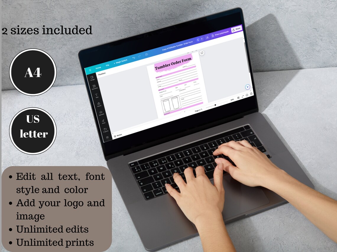 Editable Tumbler Order Form Template, Custom Tumbler Form, Printable ...