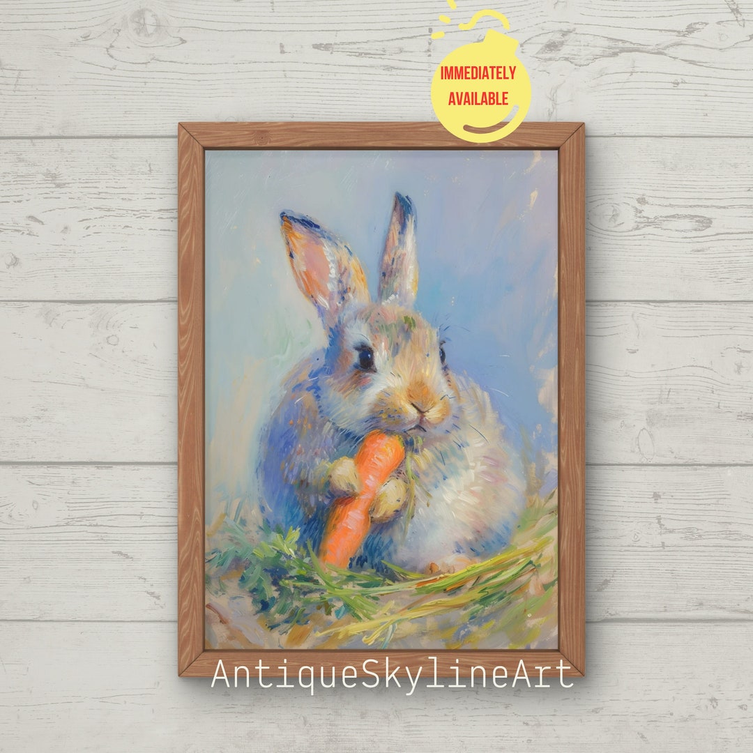 Printable Vintage Bunny, Flower Garden Rabbit, Digital Art to Download ...