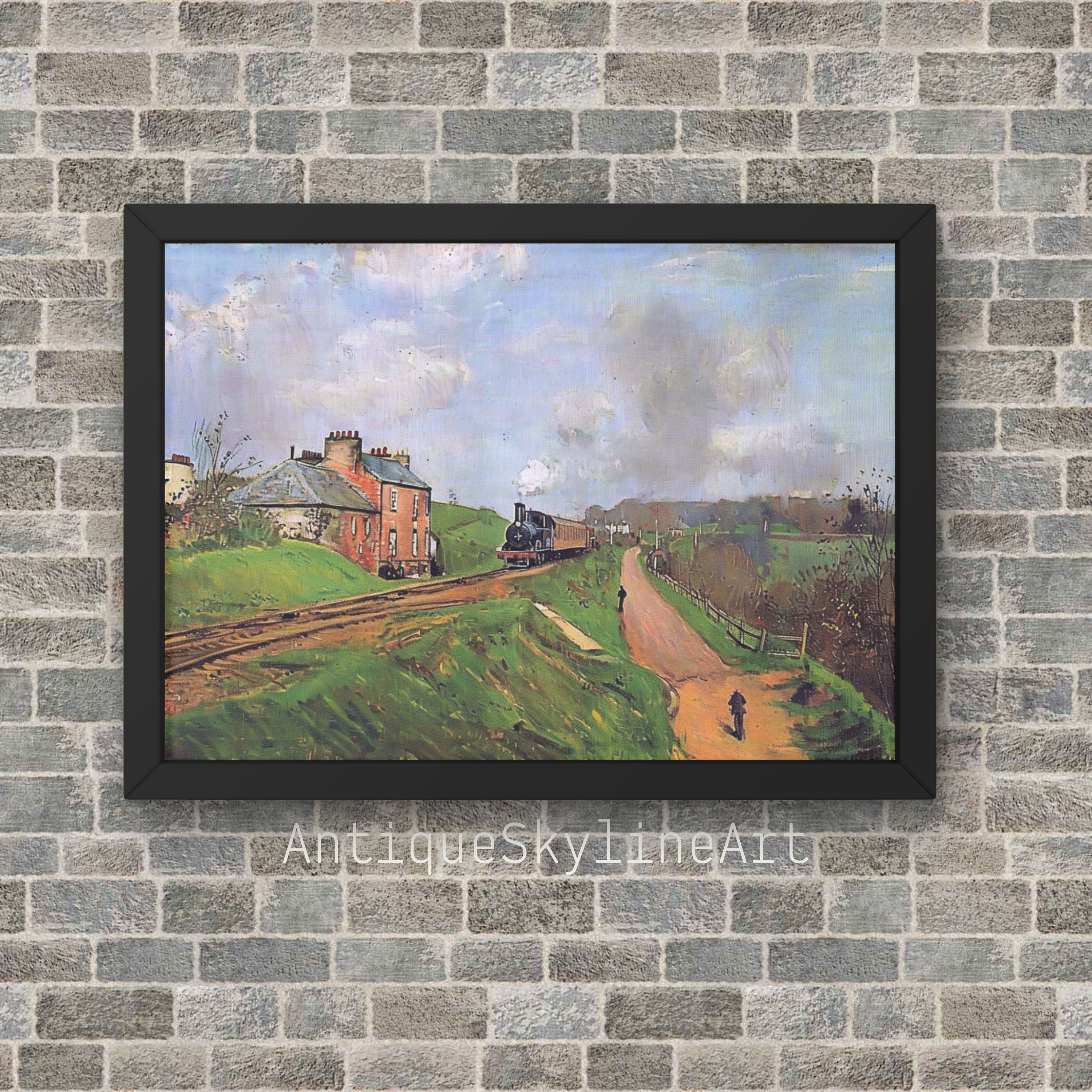 Printable Vintage Steam Train Oil Painting, Country Train, Train Lovers ...