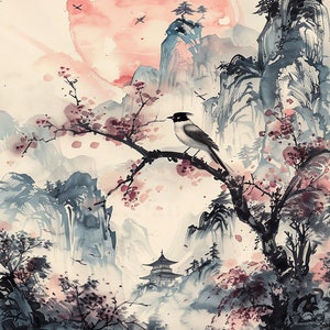 Japanese Art Print Vintage PRINTABLE Wall Art Japan Ink Painting Print ...