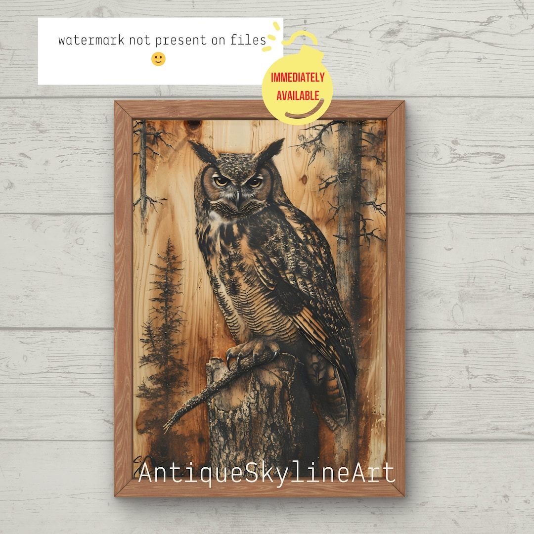 Printable Pyrography Wall Art, Vintage Wall Burnt Wood Pyrography ...