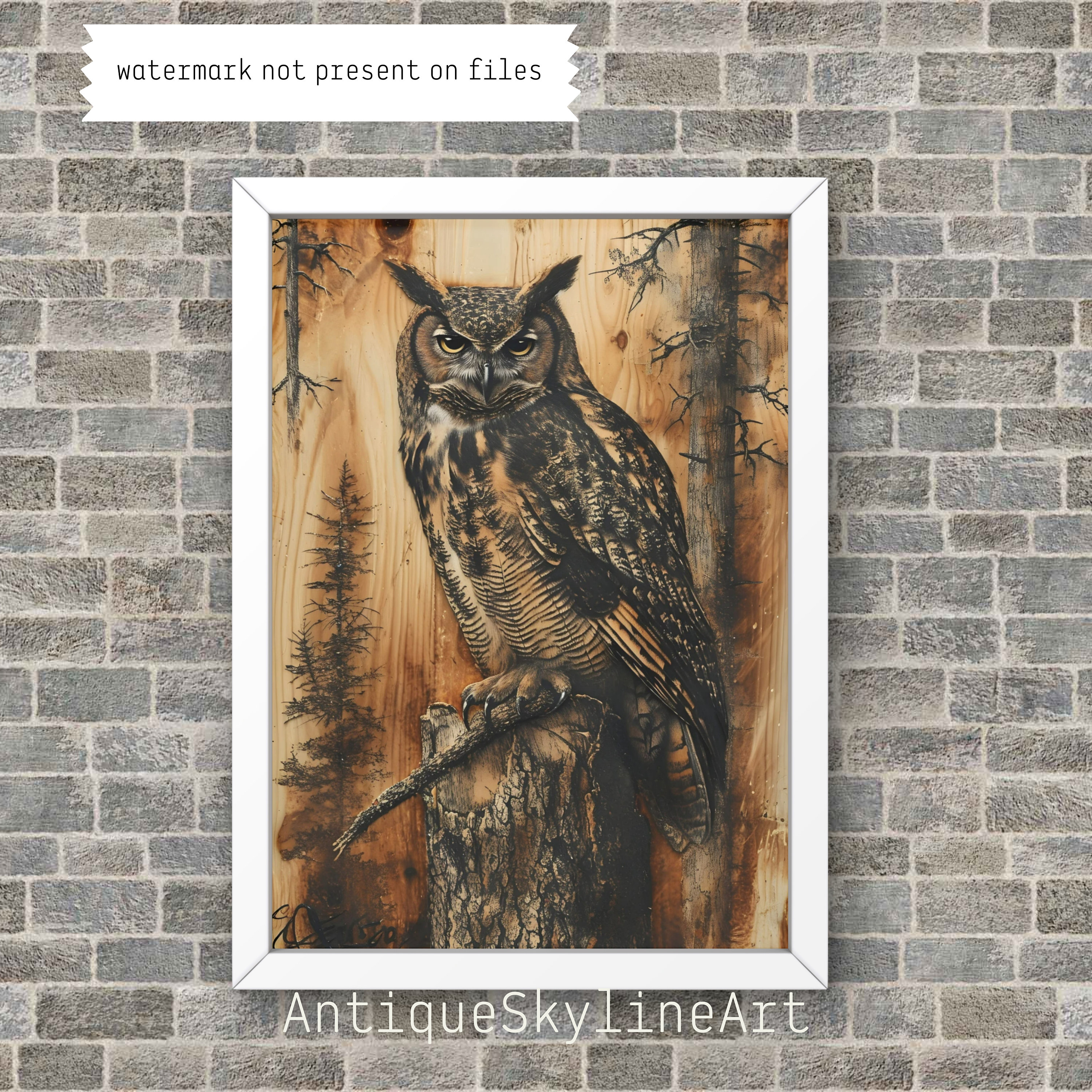 Printable Pyrography Wall Art, Vintage Wall Burnt Wood Pyrography ...