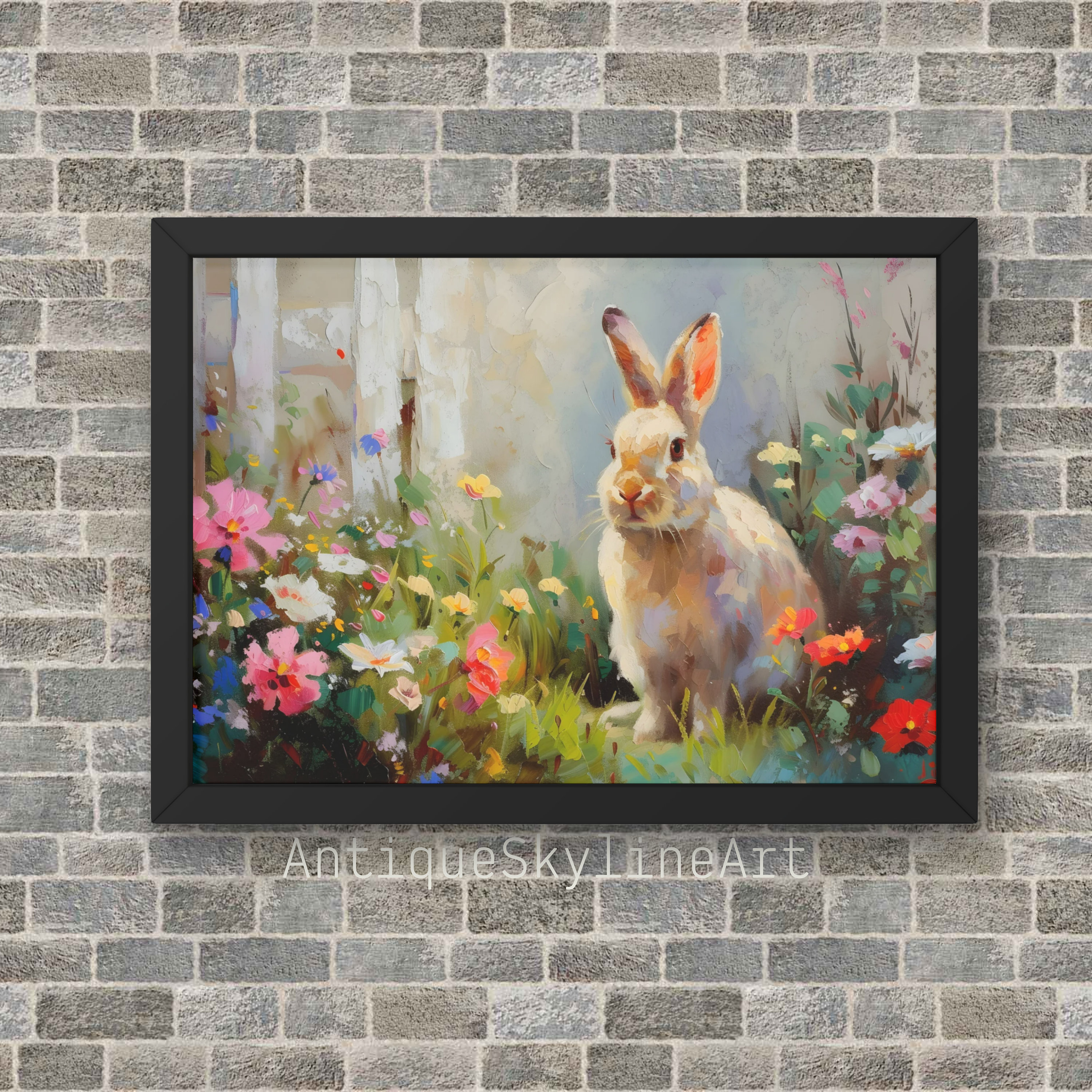 Printable Vintage Bunny, Flower Garden Rabbit, Digital Art to Download ...